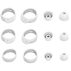 ALXCD Replacement Eartips Earhooks Kit for Galaxy Buds Headphone, S/M/L Size Included Silicone Earbud Tips & Hooks, Fit for Galaxy Buds SM-R170 Headphone 6+6 White