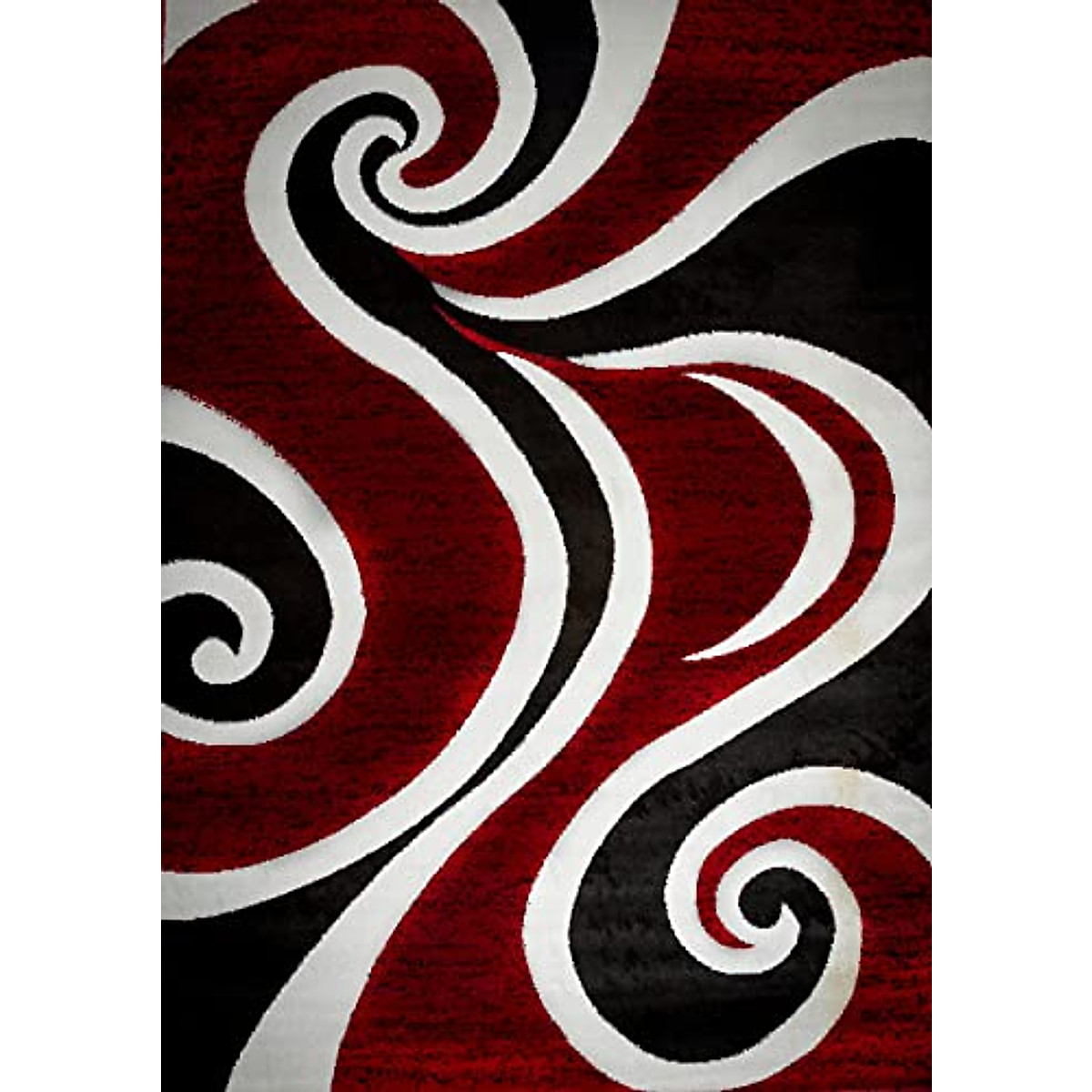 Msrugs Area Rugs, 5x7 Frize Collection Modern Red Black White Area Rug, Contemporary Geometric Carpet for Living Room and Bedroom