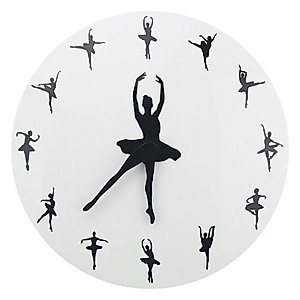 Timelike Ballerina Wall Clock Ballet Dancing Hanging Decor Clock Dancer Home Decor Gift White