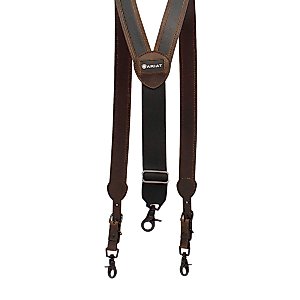 ARIAT Men's Adjustable Suspenders with Black Pebbled Leather Inlay (Medium Brown, X-Large)