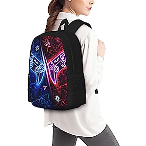Vbadag Abstract Ice Flame Video Gamepad Weapon Backpack Schoolbag Computer Bag High-Capacity Book Bag Casual Travel Hiking Camping Daypack for Teens/Boy/Girl/Man/Woman, 17 Inch