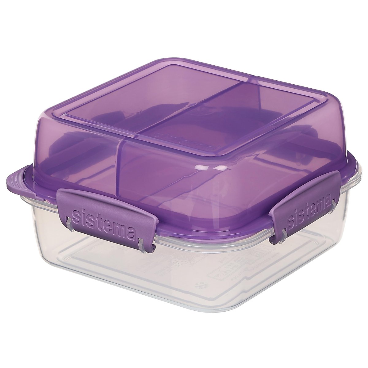 Sistema 1.24L Lunch Stack Square to Go Assorted Colours, Polypropylene, 1.24 Litre