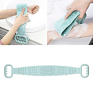 Silicone Back scrubber, Multifunctional Dual Sided Back Scrubber SiliconeDead Skin Removal,Exfoliating Bath Brush Soft,Silicone Massage Bathroom,Long Strap Back Scrubber Body Cleaning Shower(Green)