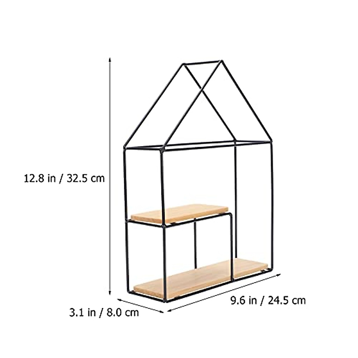 Cabilock Book Stack Decor Wooden Floating Shelves House Shaped Wall Mounted Nordic Metal Hanging Rack 32. 5x24. 5cm for Bedroom Kitchen Bathroom Living Room Organizer Wall Mount Shelves