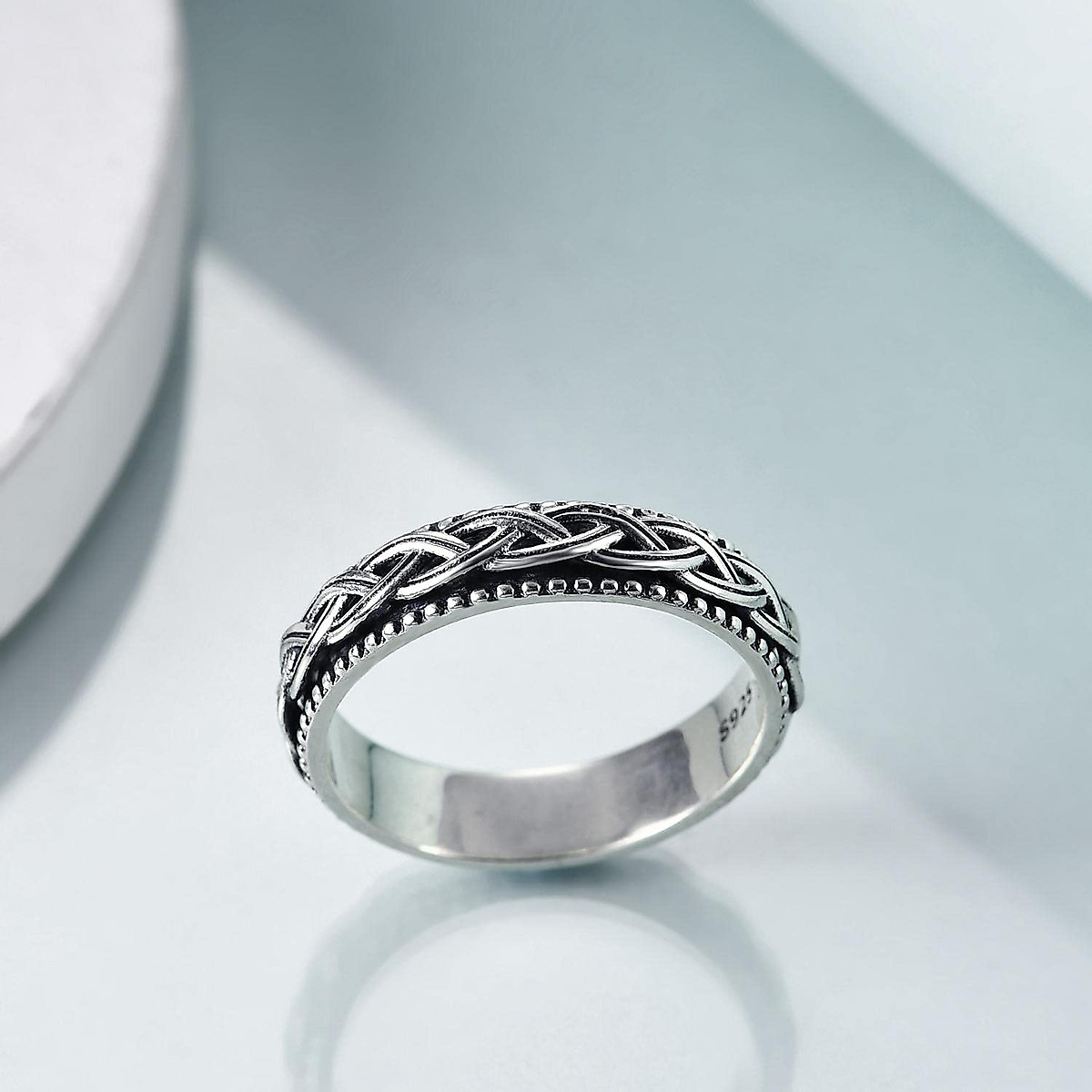 YAFEINI Fidget Ring Sterling Silver Celtic Spinner Ring for Women Celtic Knot Spining Ring Celtic Irish Jewelry Gifts for Men