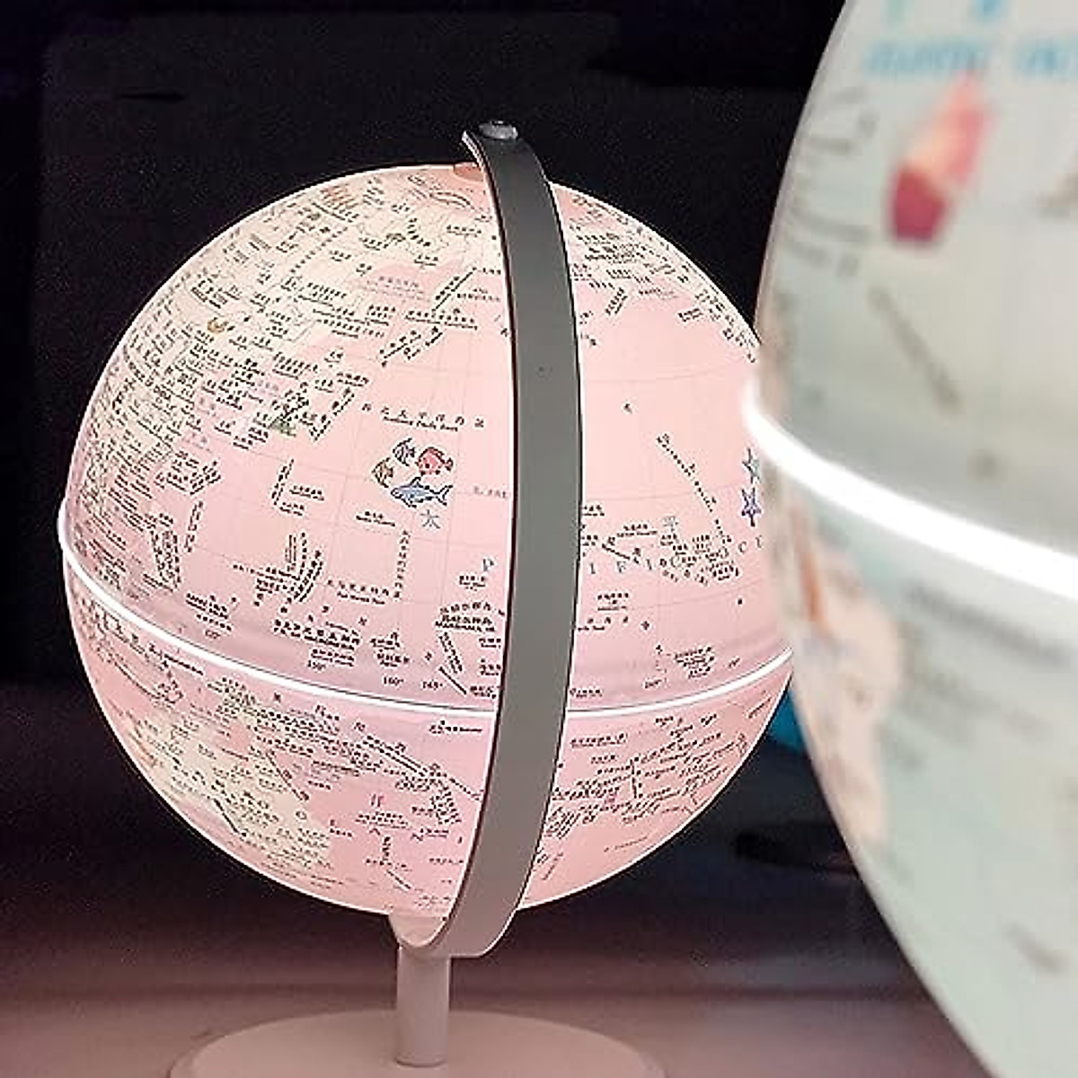 360° Rotating Globe - Educational Globe for Kids, Interactive AR World Globe, Illuminated 360° Rotating Globe Lamp, Educational Earth Globe for Birthday Halloween Christmas Gift Desk Decor (Blue)