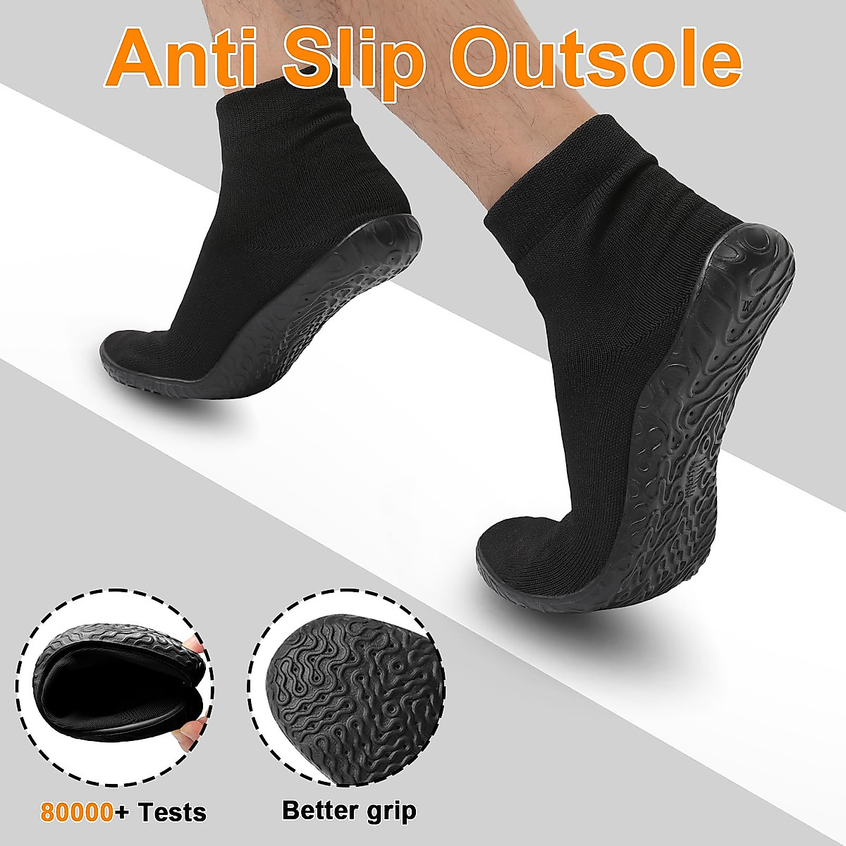 SKASO Sock Shoes Minimalist Barefoot Shoes for Men Women Slip on Lightweight Comfortable for Gym Swimming Running Black Size 9-10