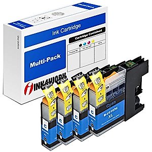 INK4WORK Compatible Ink Cartridge Replacement for Brother LC103 LC-103 XL MFC-J285DW MFC-J4410DW MFC-J450DW MFC-J470DW MFC-J475DW MFC-J650DW MFC-J6520DW MFC-J870DW MFC-J875DW (Cyan, 4-Pack)