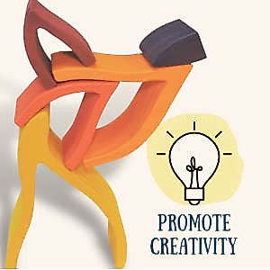 Curious Melodies Wooden Toys Stacking and Balancing - Advanced Small River Rocks | Nature Toy Block Sets