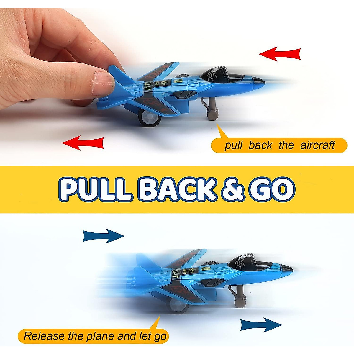 Liberty Imports Pull Back Airplanes Toys Vehicle Playset, Variety Pack of Helicopters, Stealth Bombers, Fighter Jets, Aircraft, Planes for Kids Toddlers Party Favors (12 Pack)