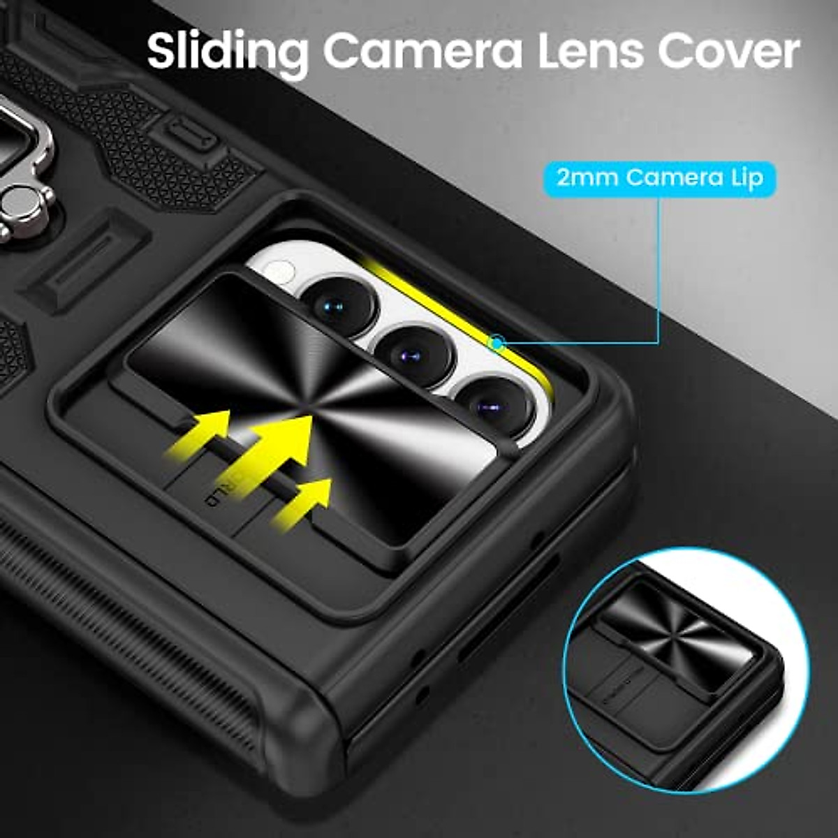 VEGO for Galaxy Z Fold 4 Case with Belt Clip Holster, 360°Ring Magnetic Kickstand & Camera Cover & Front Screen Protector, Hinge Protection Shockproof Armor Case for Samsung Z Fold 4 - Midnight Black