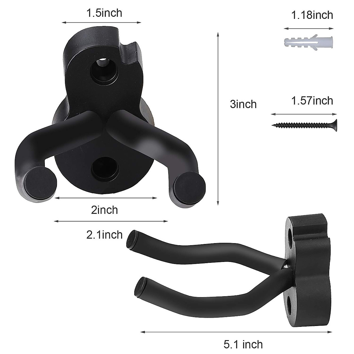 5pcs Guitar Hangers, Stands, Hooks, Holders, Wall Mount Display, For All Size of Guitar, Bass?Ukulele, Mandolin and Banjo (5-Brackets/pack)