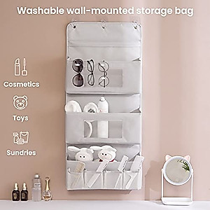 1 Pack Over the Door Organizer, heylad 35.2lbs Load Closet Door Organizer Hanging, Swing-proof Diaper Organizer Storage with 4 Big Pockets 4 Side Mesh Pockets for Nursery Newborn Baby Essentials Stuff