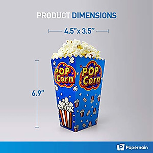 [46 oz, 50-Count, Blue Pop] Papernain Paper Popcorn Boxes, Disposable Buckets
