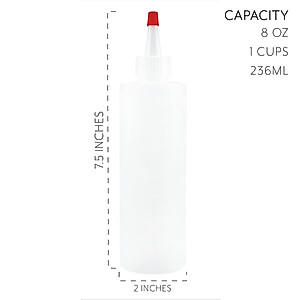 Cornucopia 8oz HDPE Plastic Squeeze Bottles w/Yorker Tips (6-Pack), Empty Refillable Bottles for Arts, Crafts & Kitchen (6 Pack)