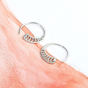 Boma Jewelry Sterling Silver Polished Chevron Pull Through Fashion Hoop Earrings