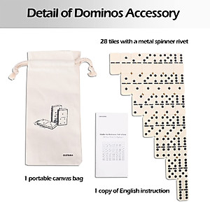 GUSTARIA Dominoes Set for Adults, Dominos Set with 28 Ivory Tiles, Double Six Dominos Game Set for Classic Board Game, with White Canvas Bag (2 to 4 Players)