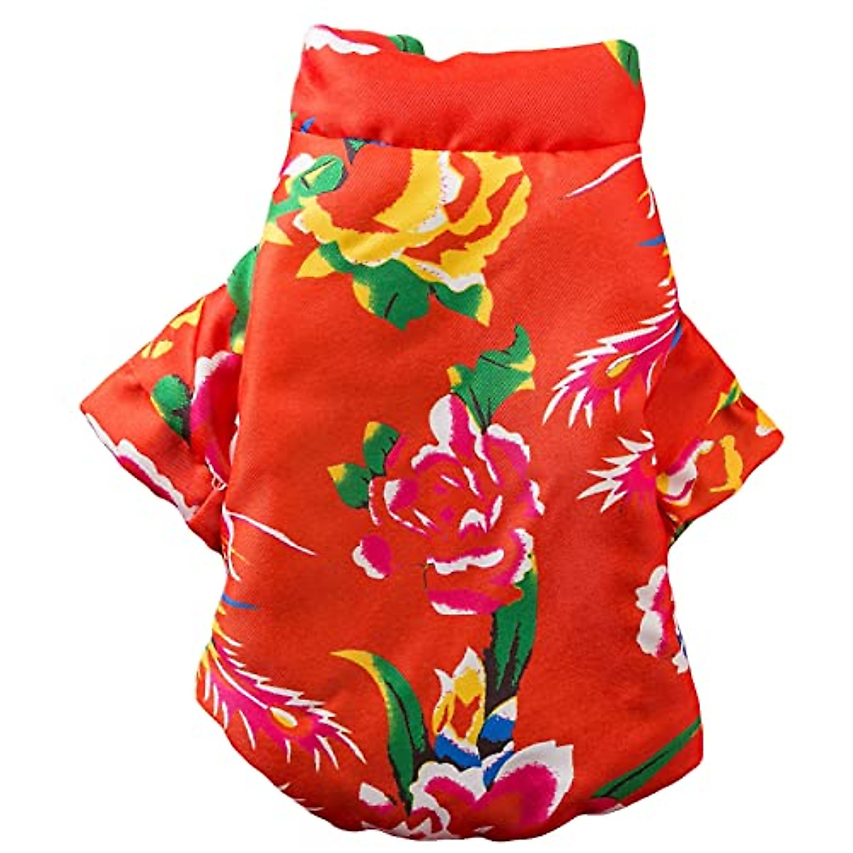 SEIS New Year Dog Flower Coat Warm Cat Clothes Winter Pet Costume Christmas Hoodie for Cats Teddy Bichon Small Medium Dogs (Size S (Chest Circumference 45cm/ 17.7"))