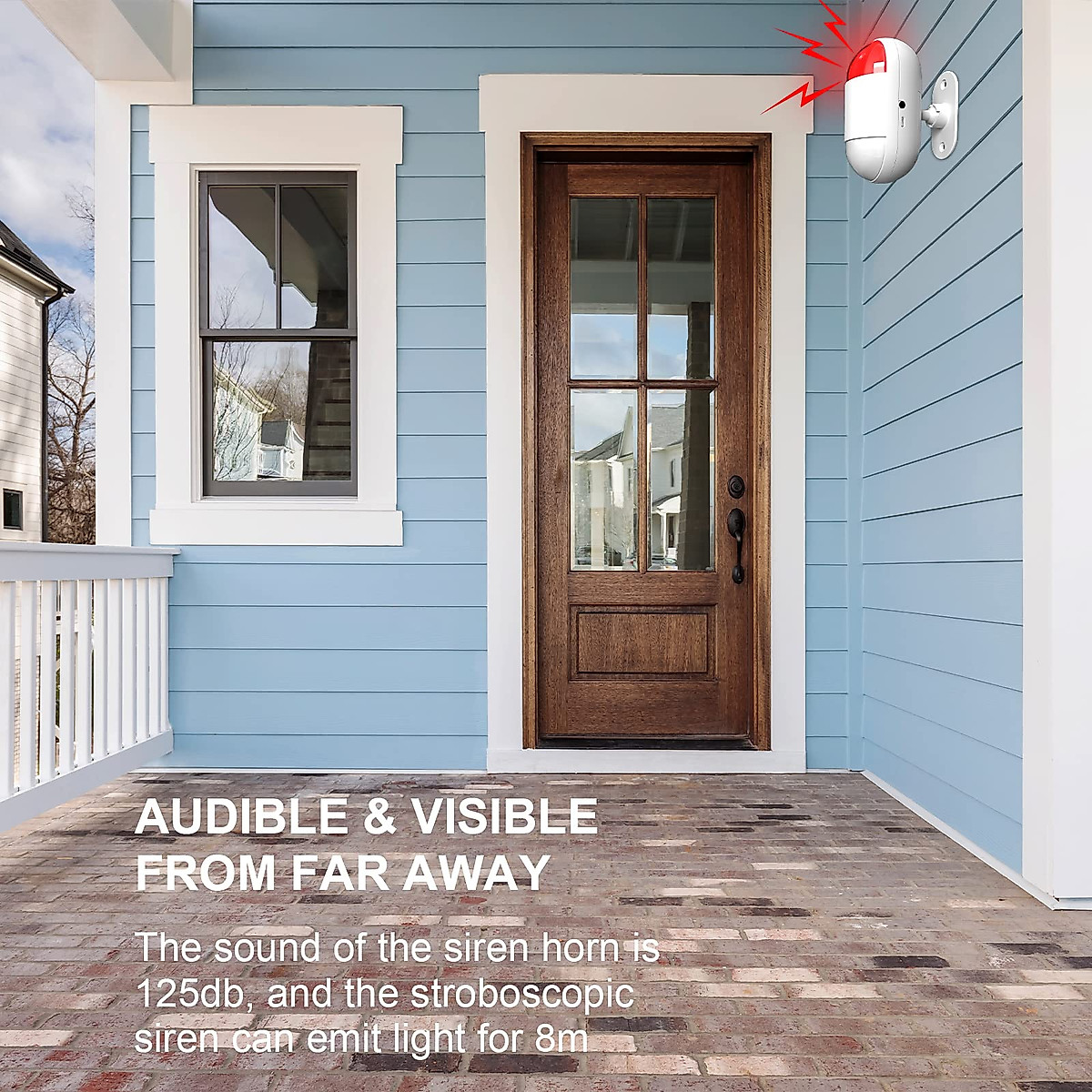 Motion Sensor Alarm, PIR Indoor Motion Detector with Siren, 125dB Motion Detector with Remote Control(White)