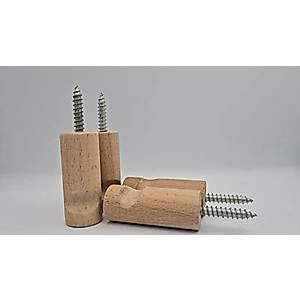 Simba Shop 4 PCS Wooden Wall Hook Hanger Bathroom Towel Hooks Coat and Hat Hooks Beech Wood Handmade Woodwork