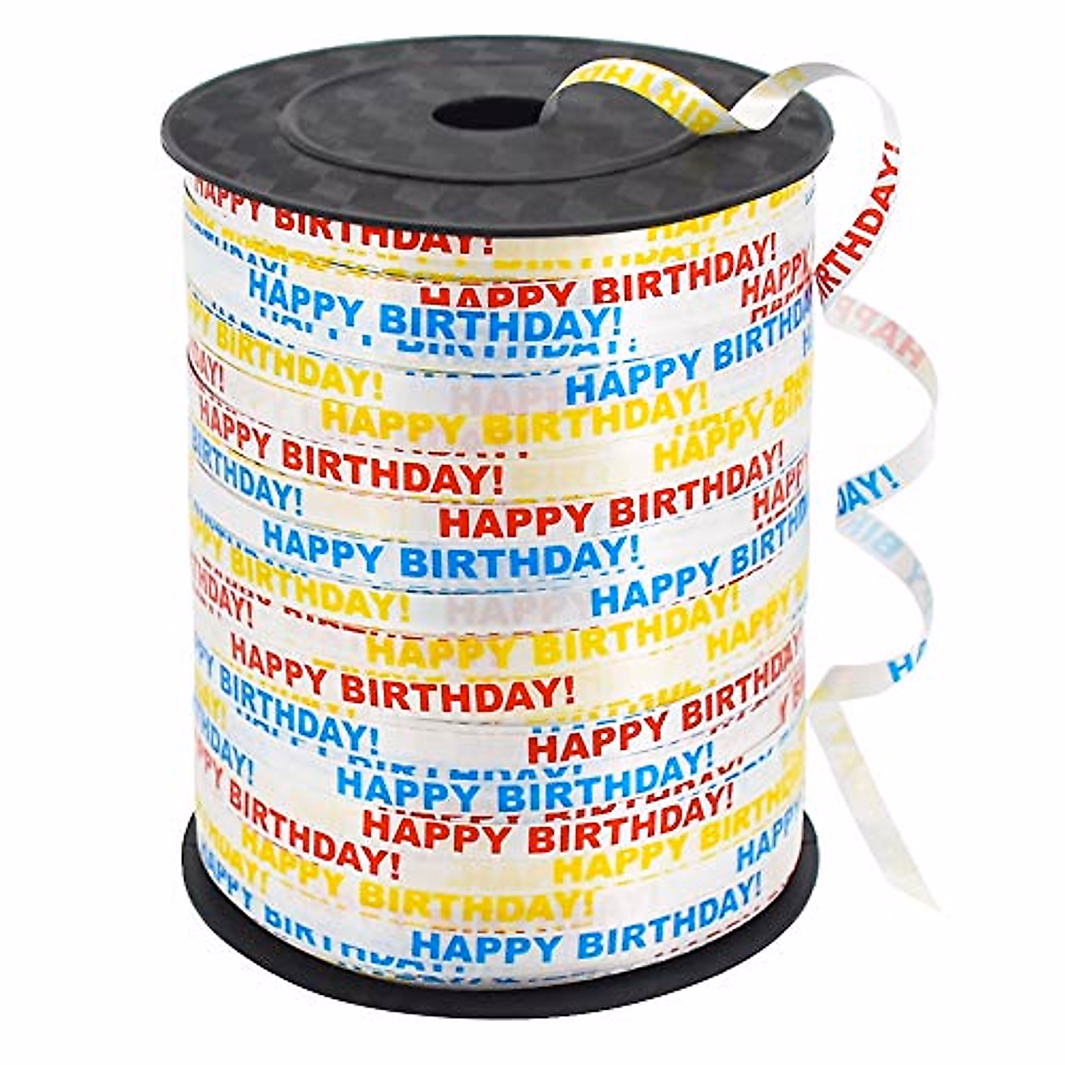 BEISHIDA 500 Yards Happy Birthday Printed Crimped Curling Ribbon Balloon String Roll Gift Wrapping Ribbon for Party Festival Art Craft Decor Florist Flowers Decoration Supplies