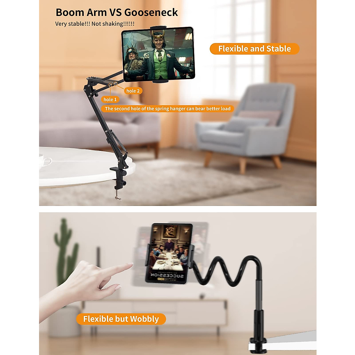 LILANZo Tablet Stand & Phone Holder, Adjustable Stand for 4.6-12.9'' Devices, Compatible with iPad, iPhone, Kindle, Fire HD, Nintendo Switch, Samsung, GoPro etc.