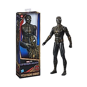 Spider-Man Marvel Titan Hero Series 12-Inch Black and Gold Suit Action Figure Toy, Inspired Movie, for Kids Ages 4 and Up