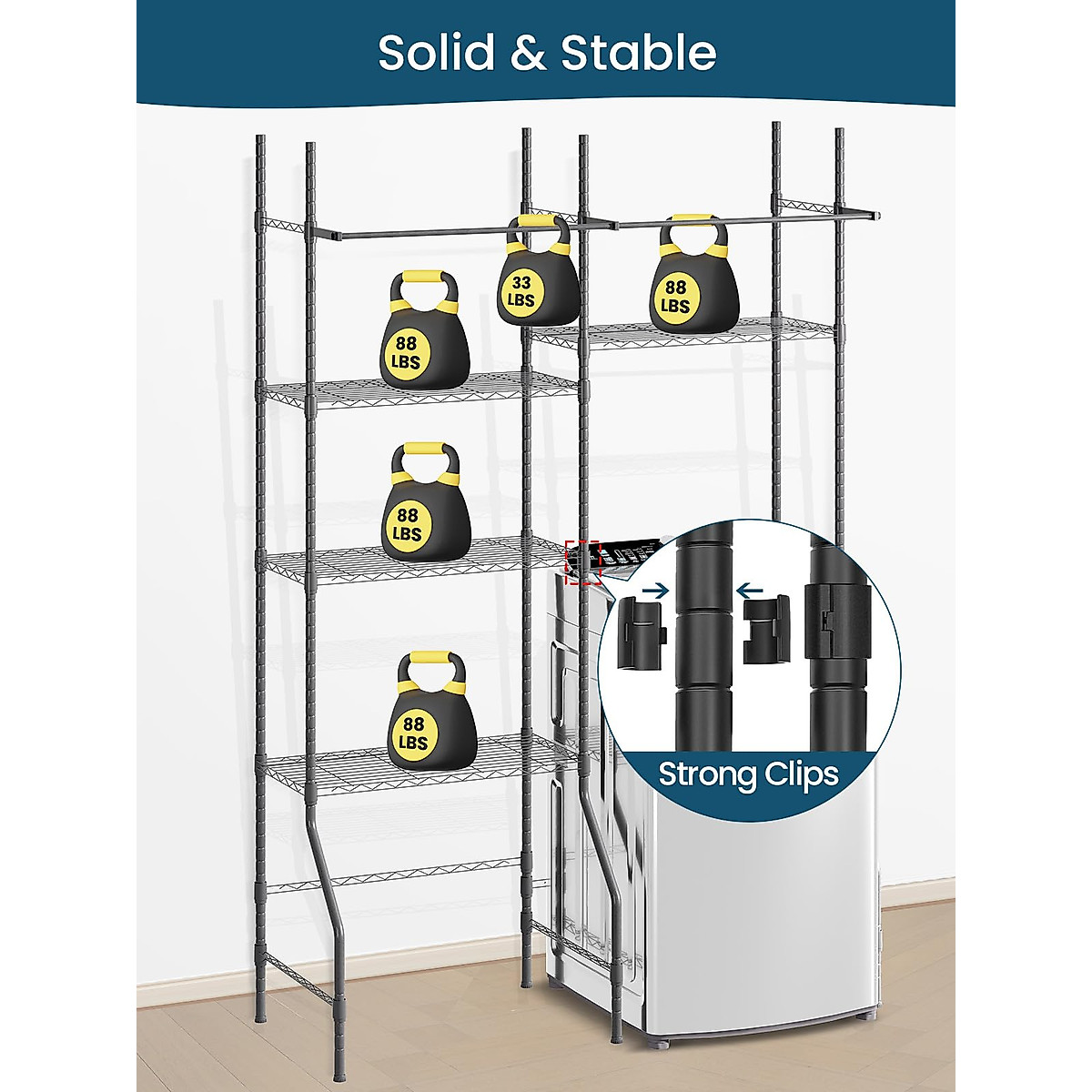 YORKING Clothes Drying Rack, Over The Washer and Dryer Storage Shelf with Adjustable Shelves, Space Saving Drying Rack for Laundry Room Easy Storage