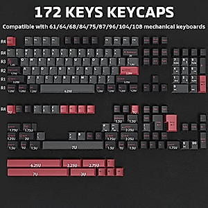 Hyekit Keycaps 172 Keys Custom Keycaps Double Shot ABS Keycap Set 6.25u 7u Cherry Profile for Cherry Gateron MX Switches Mechanical Keyboard (Evil Dolch)