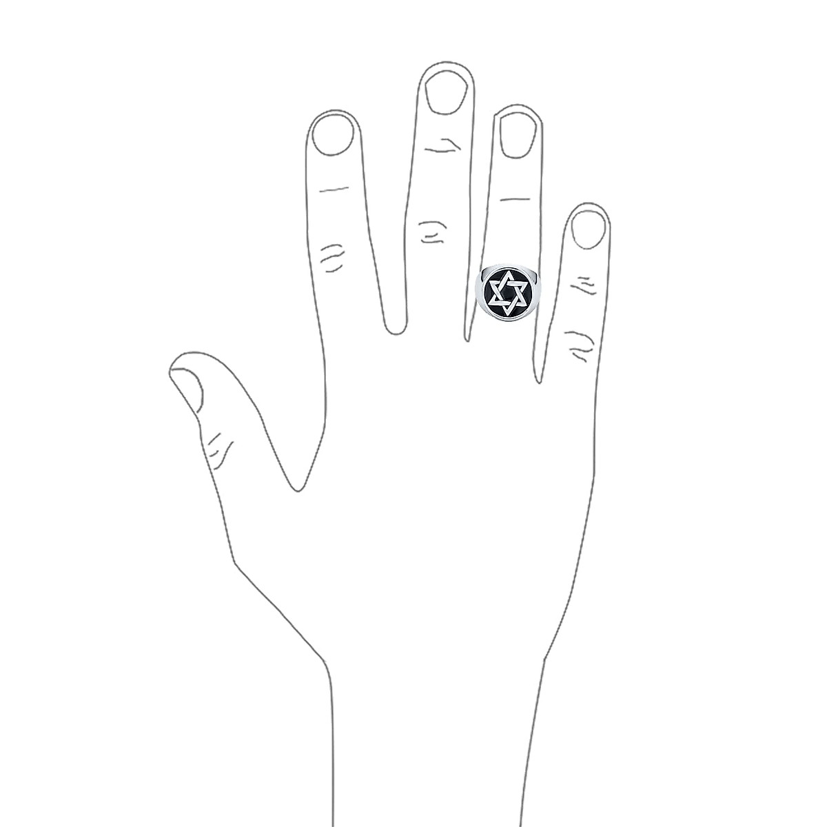 Bling Jewelry Personalize Large Statement Religious Magen Judaic Hanukkah Star of David Bar Mitzvah Round Signet Band Ring for Men Enamel Silver Tone Stainless Steel