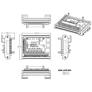 DIN Rail Mount Pinout Breakout Terminal Block Module for Raspberry Pi A+ 3A+ B+ 2B 3B 3B+ 4B Zero Zero-W