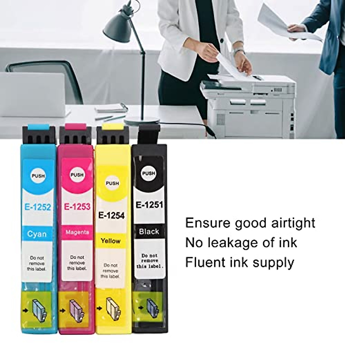 4 Color Ink Cartridge, 4 Color PP Printer Ink Cartridges No Leakage Ink Cartridge Replacement T1251 T1252 T1253 T1254, Desktop Photo Printers