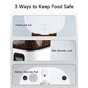 LivingEZ 6L Smart Automatic Cat Feeder for Dry Pet Food, Timed Cat Feeder Programmable Portion Control for 4 Meals per Day, Pet Feeder with Voice Recorder for Cats and Dogs