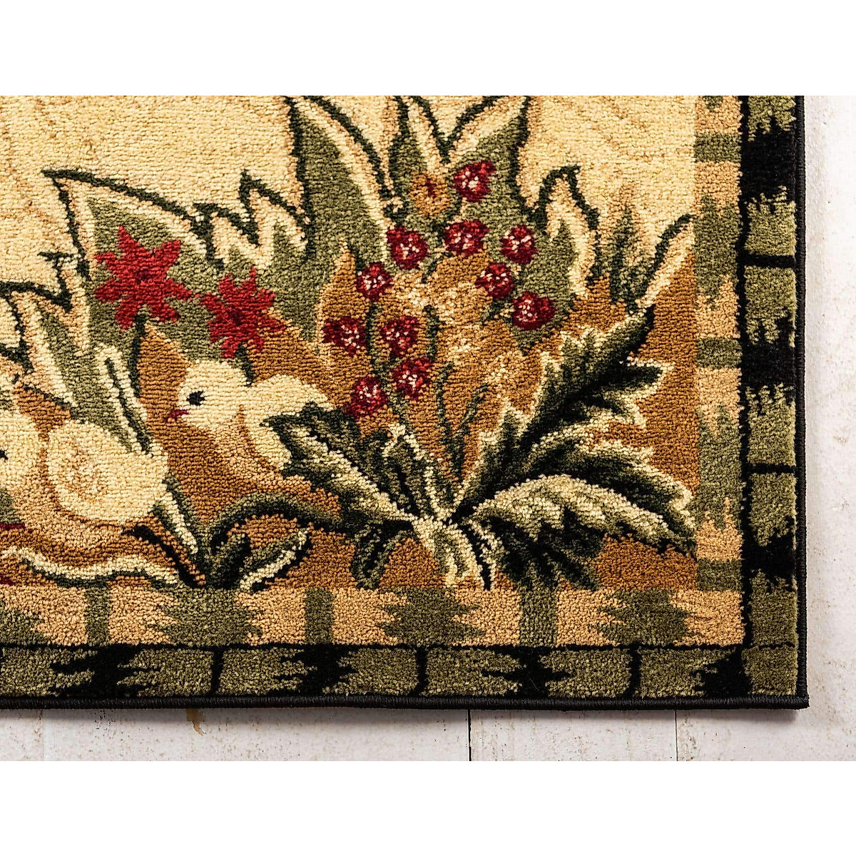 Unique Loom Barnyard Collection Area Rug - Farm (4' 1" Square, Cream/ Black)