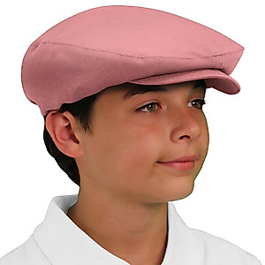 Flat Newsboy Ivy Hat, Traditional Golf Cap, Ben Hogan Cap, Gatsby Flat Hat, Vintage Mens Golf Cap: 'Par 3' - Solid Pink - Microfiber