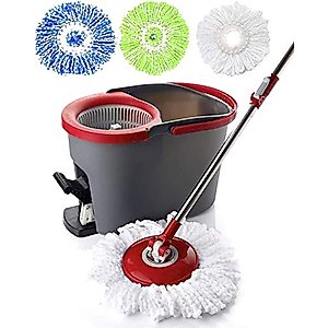 Simpli-Magic 79349 Spin Mop Kit with Three Mop Heads Included,16 x 11 x 11 inches, Red/Black