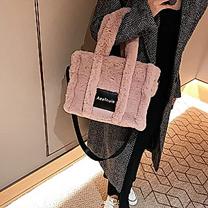 Women Handbags, Winter Fashion Plush Soft Fluffy Tote Top Handle Messenger Tote Shoulder Bag
