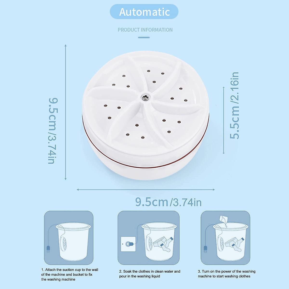 Mini Washing Machine Upgraded Ultrasonic Portable Washer with Suction Cup 3 in 1 Dishwashers Small Washer Machine for Home, Business, Travel, College Room, RV, Apartment