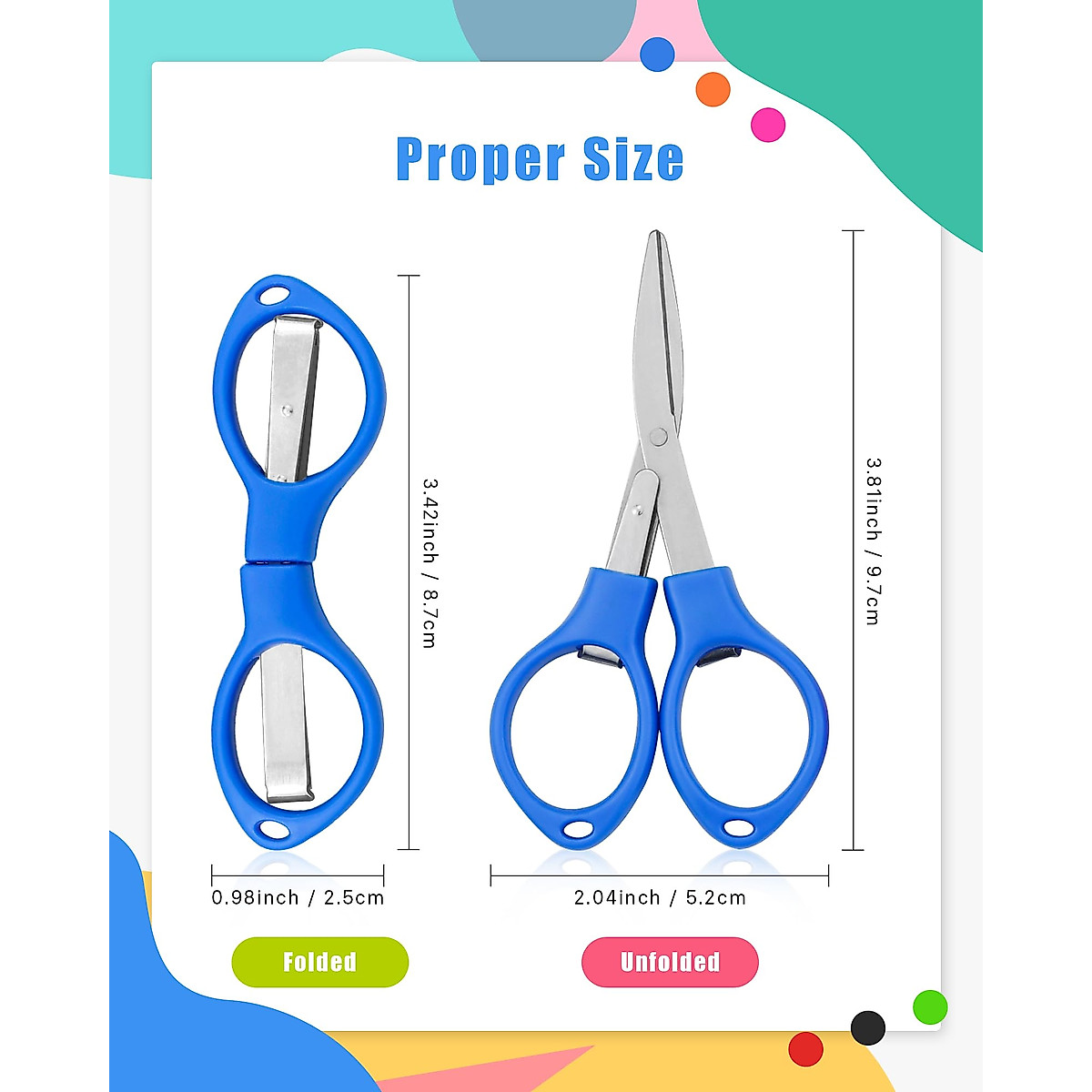 YETOOME 6 Pcs Folding Scissors, Small Stainless Steel Foldable Scissors, Portable Mini Travel Scissors for Home Travel School Office