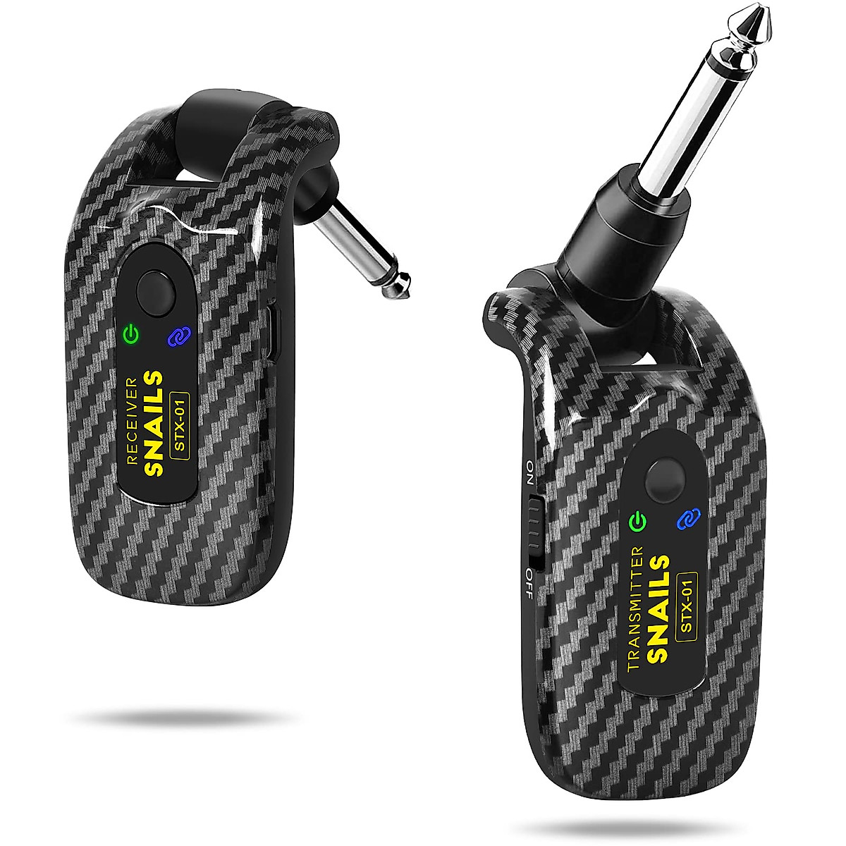 LOTMUSIC 2.4GHZ Wireless Guitar System, Rechargeable Digital Wireless Guitar Transmitter Receiver with 4 Channels and Long Battery Endurance for Electric Guitar Bass