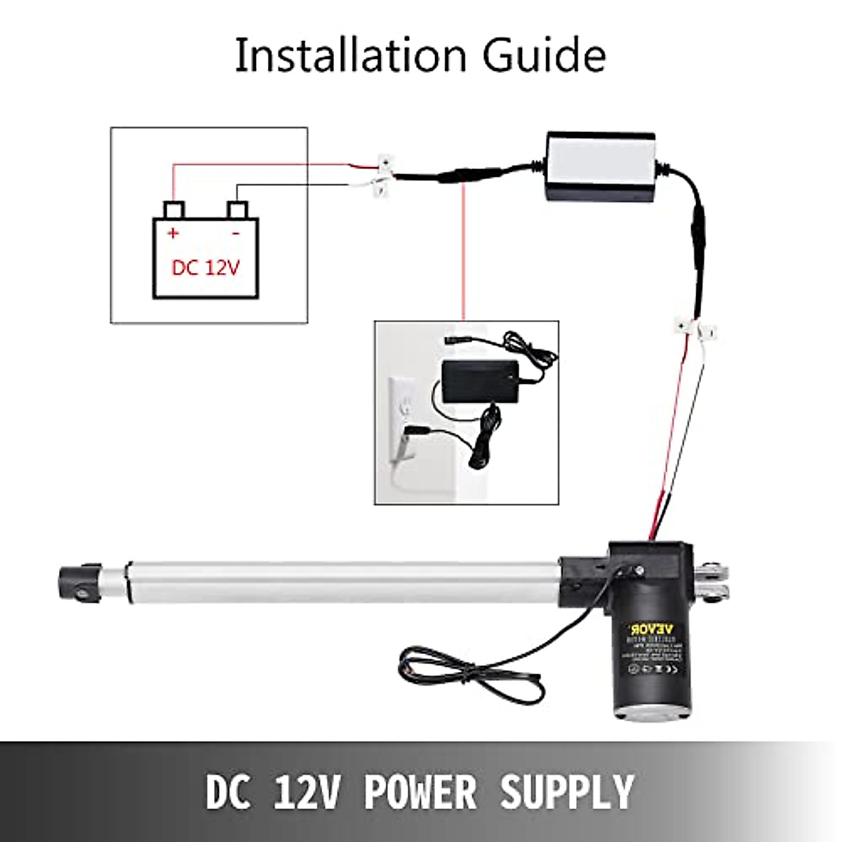 Happybuy 16 Inch Stroke Electric Actuators DC 12V with Mounting Bracket Heavy Duty 6000N/1320LB Actuators for Recliner TV Table Lift Massage Bed Electric Sofa