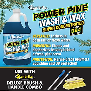 STAR BRITE Power Pine Wash & Wax - Concentrated Marine Grade Formula for Boats, Cars & More - Clean, Shine, UV Protect & Shed Stains in One Step - 128 OZ Gallon (094700)