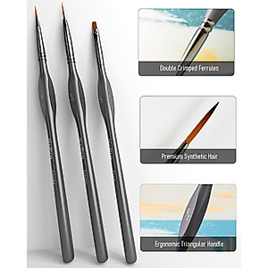 Nicpro Fine Detail Paint Brush Set, 15PCS Fine Tip Miniature Painting Brushes for Fine Detailing, Miniature Model 40k, Paint by Numbers & Acrylic, Watercolor, Oil Painting- with Container