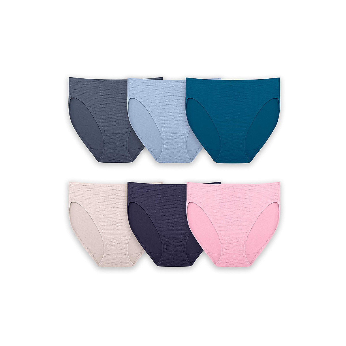 Fruit of the Loom Women's Breathable Underwear, Moisture Wicking Keeps You Cool & Comfortable, Available in Plus Size, Micro Mesh-Hi Cut-6 Pack-Colors May Vary, 7