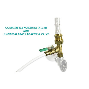 Ice Maker Fridge Quick Installation Kit with 25' Feet Tubing for Drinking Water Appliance Water Line, Solid Brass Stop Tee and Valve, 1/4" Fittings