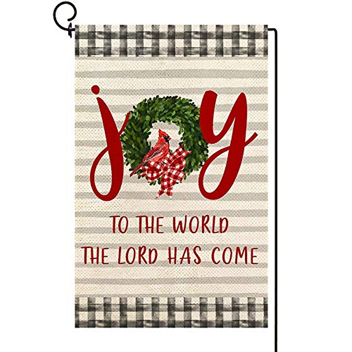 Baccessor Christmas Joy Garden Flag Cardinal Holy Yard Flag Double Sized Burlap Winter Holiday Religious Inspired Seasonal Farmhouse Outdoor Decoration 12.5 x 18 Inch