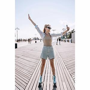 Womens Roller Skates Artificial Leather Adjustable Double Row 4 Wheels Roller Skates Shiny High-Top Outdoor Roller Skate for Teens,Adult (Flash Wheel, 39/US 8.5)