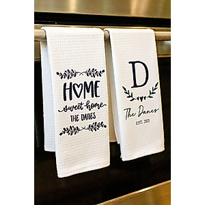 CANARY ROAD Couple Two Towel Set | Personalized Waffle Weave Kitchen Towel | Housewarming Gift | Wedding Gift | Personalized Dish Towel | Engagement Gift