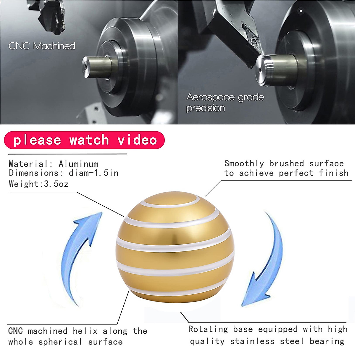 Desk-Fidget-Toys for Kinetic-Toy: Cool-Gadgets Cool-Stuff for Kid Children Teen Adult, Spinning 180 Seconds, Stress Relief Toy for Optical-Illusion Gift for Office School Home Women Men Christmas