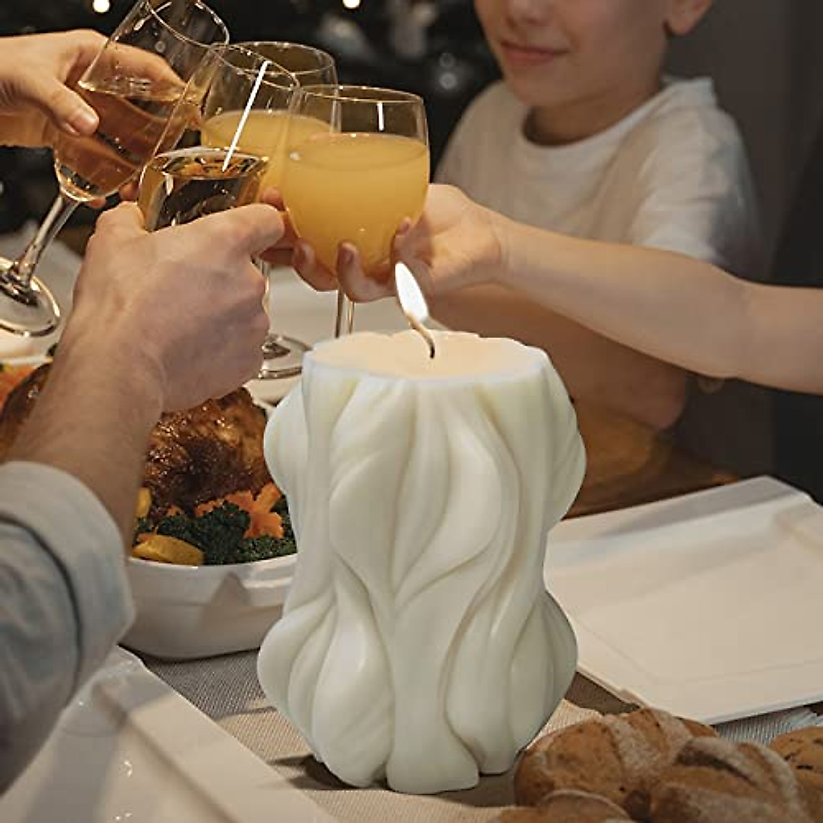 2 Pack Spiral Candle Mold Wave Candle Mold Pillar Candle Mold Wave Shape Sopa Mold 3D Flower Mold Silicone Mold for Resin Cake Mold Clay Soap Making Molds Candle Making Molds Craft Supplies